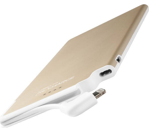 TECHLINK Recharge Ultrathin 5000 Portable Power Bank - Gold & White ...