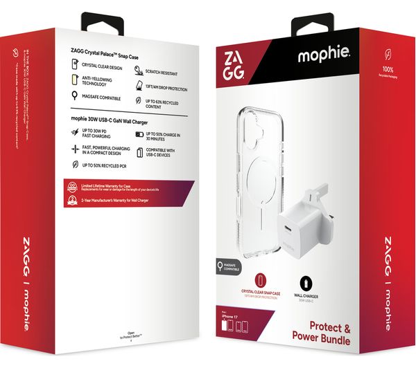ZAGG Crystal Palace Snap iPhone 17 Clear Case & Mophie 30 W USB Type-C ...