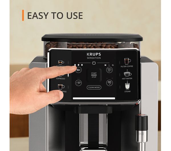 KRUPS Sensation EA910E40 Bean to Cup Coffee Machine - Silver & Black ...