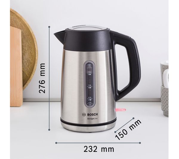 BOSCH DesignLine Plus TWK4P440GB Cordless Jug Kettle - Stainless Steel ...