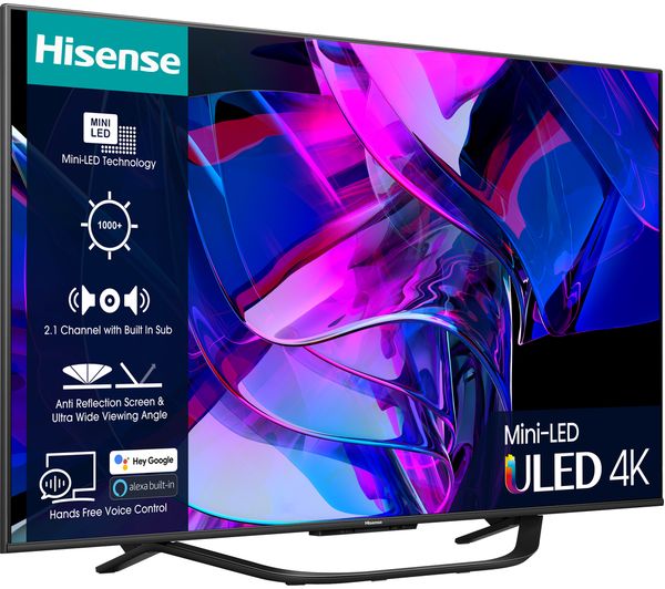 HISENSE 55U7KQTUK 55" Smart 4K Ultra HD HDR Mini-LED TV with Amazon ...