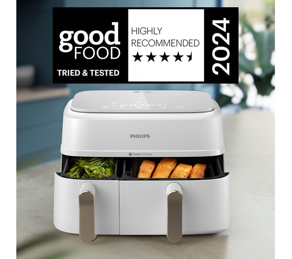 PHILIPS 3000 Series NA353/19 9L Dual Basket Air Fryer - White - NA353 ...