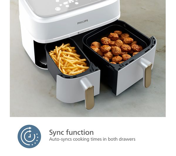 PHILIPS 3000 Series NA353/19 9L Dual Basket Air Fryer - White - NA353 ...