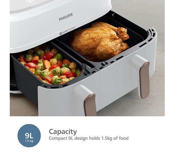 PHILIPS 3000 Series NA353/19 9L Dual Basket Air Fryer - White - NA353 ...