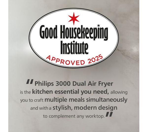 PHILIPS 3000 Series NA353/19 9L Dual Basket Air Fryer - White - NA353 ...
