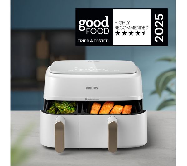 PHILIPS 3000 Series NA353/19 9L Dual Basket Air Fryer - White - NA353 ...
