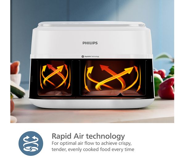 PHILIPS 3000 Series NA353/19 9L Dual Basket Air Fryer - White - NA353 ...