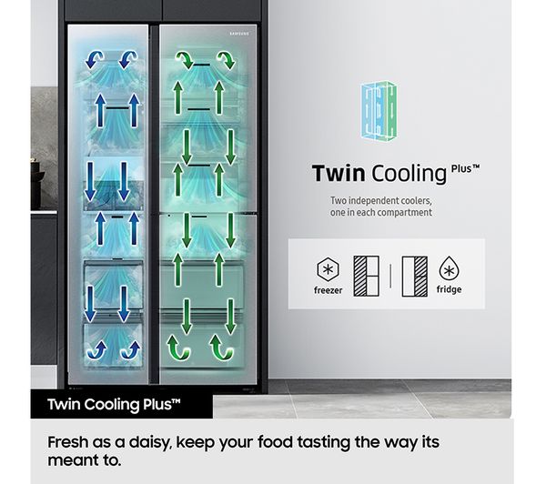 SAMSUNG Series 7 SpaceMax RS68CG883DS9EU American-Style Smart Fridge ...