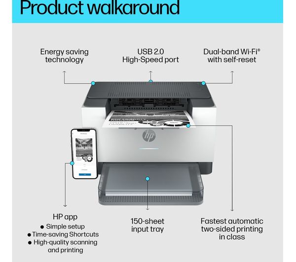 HP LaserJet M209DW Monochrome Wireless Laser Printer - 6GW62F#B19 ...