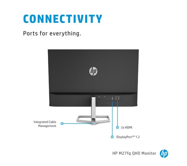 HP M27fq Quad HD 27" IPS LCD Monitor - Silver & Black - 2H4B5AA#ABU ...
