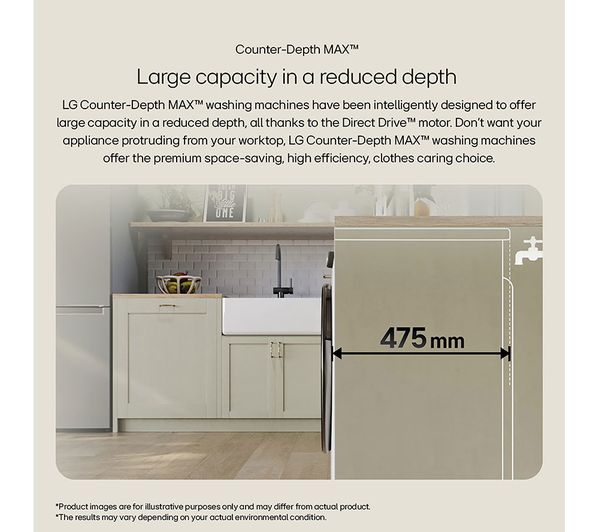 LG Counter-Depth MAX with AI F2C509GBTN1 9 kg 1200 Spin Washing Machine ...