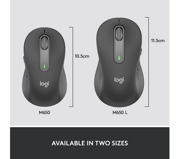 LOGITECH Signature M650 Wireless Optical Mouse - Graphite - 910-006253 ...