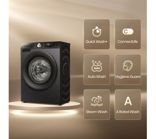 HISENSE 3S Series WF3S8043BB3 WiFi-enabled 8 kg 1400 Spin Washing Machine - Black - WF3S8043BB3 ...