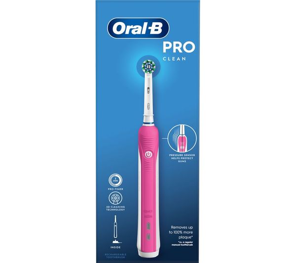 ORAL B Pro Clean Cross Action Electric Toothbrush - Pink - ORAPRO1CLPK ...