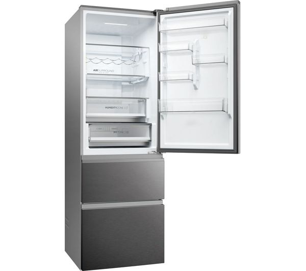 HAIER HTW5618ENMP Fridge Freezer - Platinum Inox - 34005542 - Currys ...