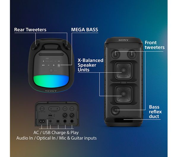 SONY XV800 Bluetooth Megasound Party Speaker - Black - 4548736144026 ...