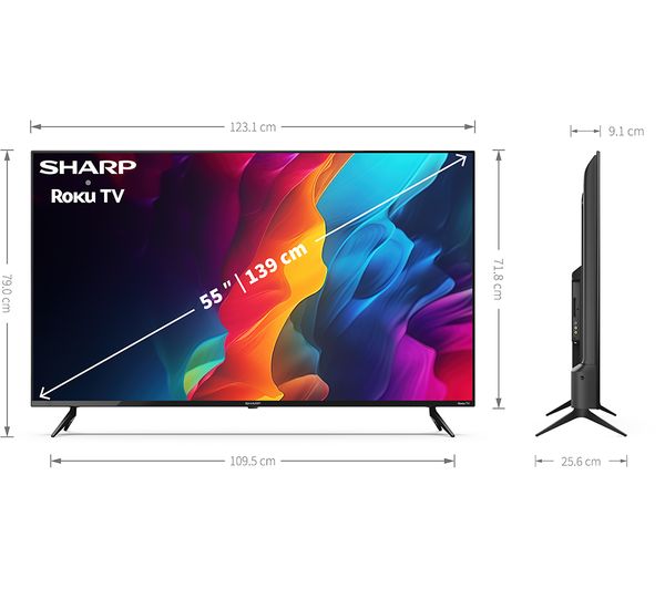 SHARP 4T-C55FJ7KL1FB 55" Smart 4K Ultra HD HDR LED TV - 4T-C55FJ7KL1FB ...