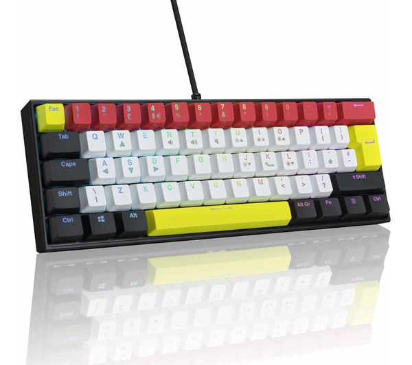 ADX Firefight 60% Mechanical Gaming Keyboard - White, Red & Yellow ...