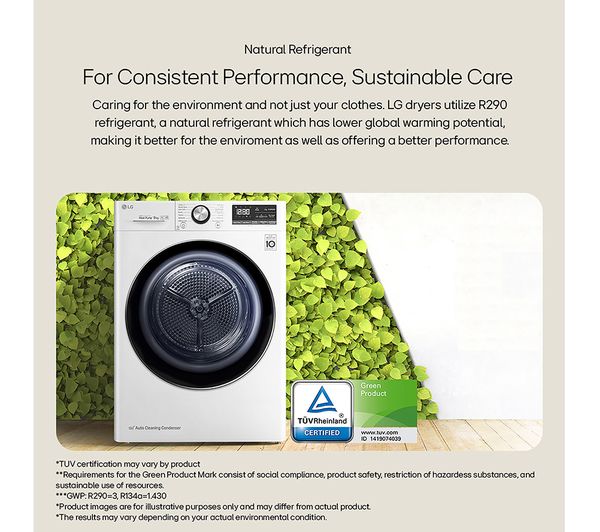 LG V7 DUAL Dry FDV709GN WiFi-enabled 9 kg Heat Pump Tumble Dryer ...