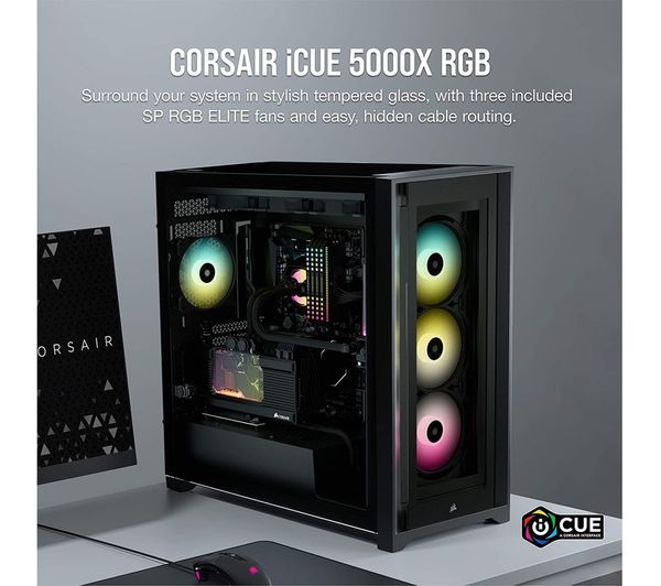 CORSAIR iCUE 5000X RGB ATX Mid-Tower PC Case - Black - 121126 - Currys ...