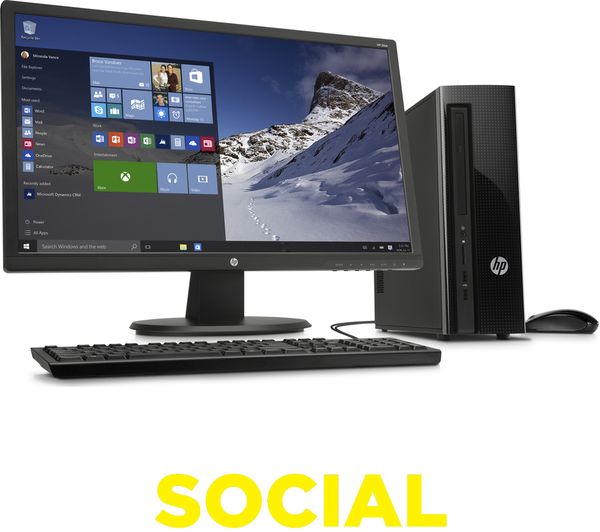 HP Slimline 411-a000na Desktop PC & 24" Monitor Bundle - T1H50EA#ABU ...