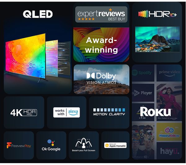 TCL 65RC630K Roku TV 65" Smart 4K Ultra HD HDR QLED TV - 65RC630K ...