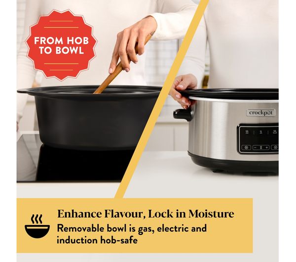 CROCK-POT Sizzle & Stew CSC112 6.5L Slow Cooker - Stainless Steel ...