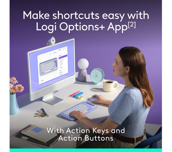LOGITECH Pop Icon Combo Wireless Keyboard & Mouse Set - Lilac - 920 ...