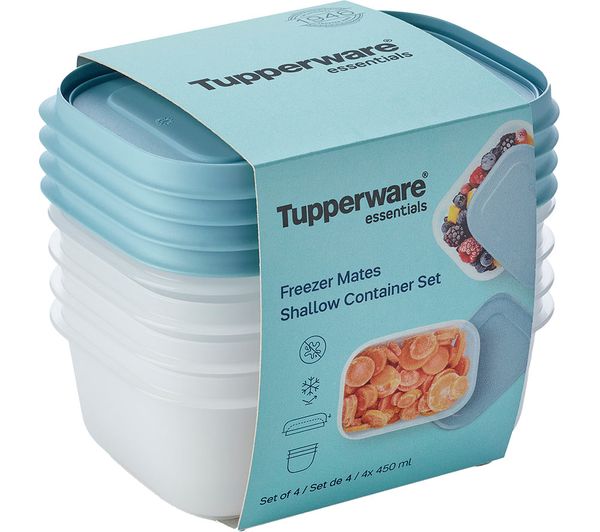 TUPPERWARE Freezer Mates 4-piece Starter Set - Frosted with Blue Lid ...