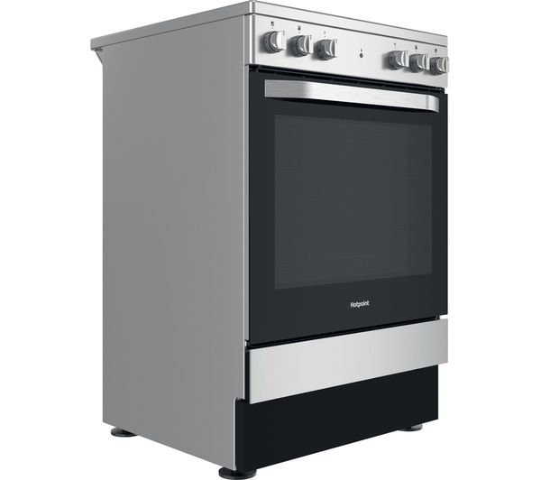 HOTPOINT HS67V5KHX/UK 60 cm Electric Ceramic Cooker - Inox & Silver ...