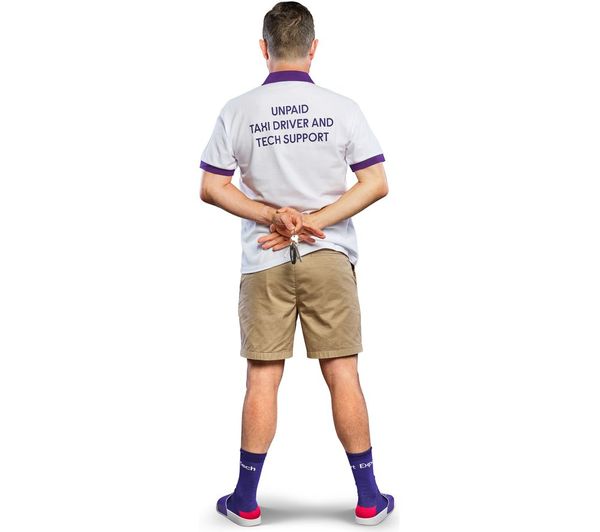CURRYS Unpaid Taxi Driver Polo Shirt - White & Purple, Extra Large ...