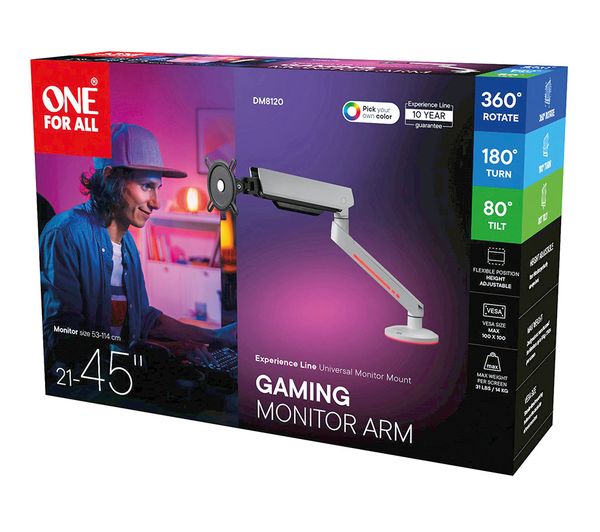 ONE FOR ALL DM8120 Universal Gaming Single Arm 21-45" Monitor Desk ...