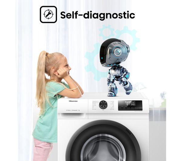 HISENSE 1 Series WFQP7012EVM 7 kg 1200 Spin Washing Machine - White ...
