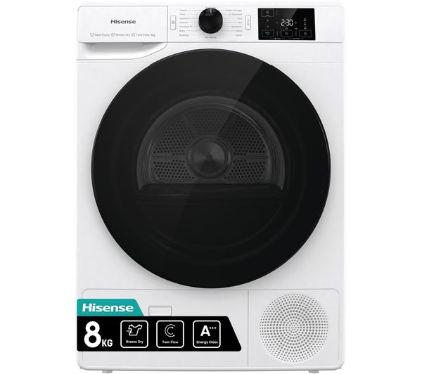 HISENSE Series 3+ DHGE8043 8 kg Heat Pump Tumble Dryer - White ...