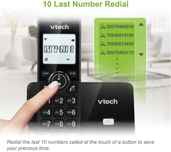 VTECH CS2001 Cordless Phone - Twin Handsets, Black - 700203 - Currys ...