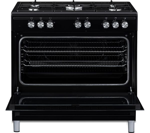LOGIK LFTG90B25 90 cm Dual Fuel Range Cooker - Black - - Currys Business