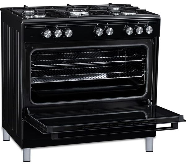 LOGIK LFTG90B25 90 cm Dual Fuel Range Cooker - Black - - Currys Business
