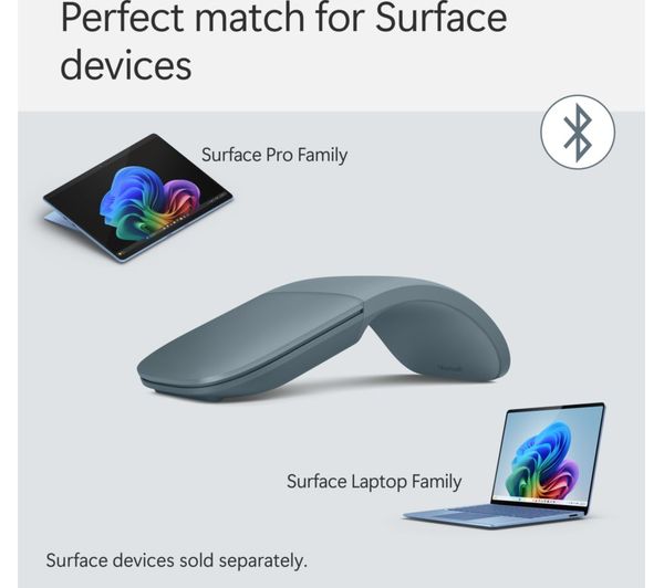 MICROSOFT Surface Arc Wireless BlueTrack Mouse - Ocean - EP2-32760 ...