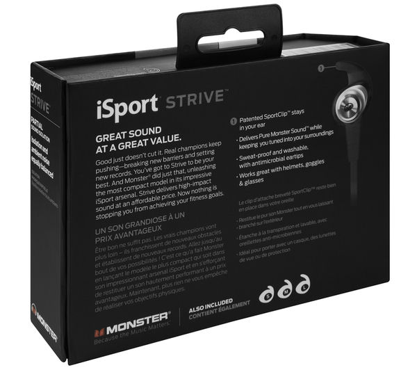 MONSTER iSport Strive Headphones - Black - 137000-00 - Currys Business