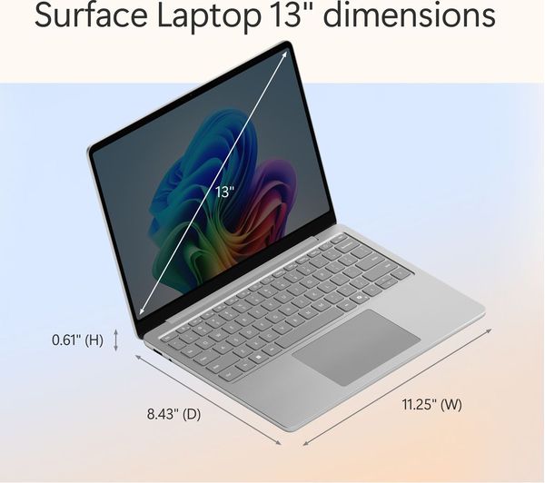 MICROSOFT 13" Surface Laptop, Copilot+ PC - Snapdragon X Plus, 256 GB SSD, Platinum - EP2-37003 ...