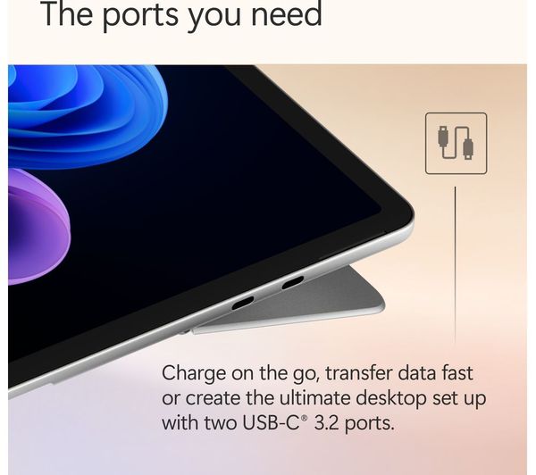 MICROSOFT 12" Surface Pro, Copilot+ PC - Snapdragon X Plus, 256 GB SSD, Platinum - EP2-27644 ...