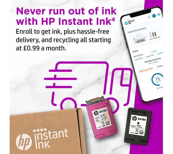 HP DeskJet 2722e All-in-One Wireless Inkjet Printer & Instant Ink with ...