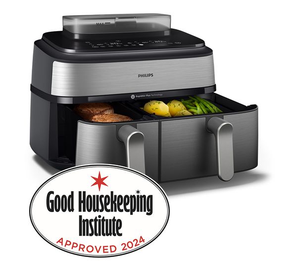 PHILIPS 5000 Series 9L NA555/09 Dual Basket Steam Air Fryer - Silver ...