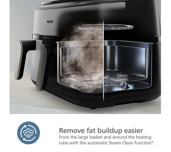PHILIPS 5000 Series 9L NA555/09 Dual Basket Steam Air Fryer - Silver ...