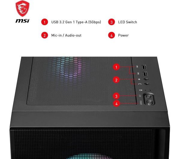 MSI MAG FORGE 320R AIRFLOW ATX Mid-Tower PC Case - Black - 124045 ...