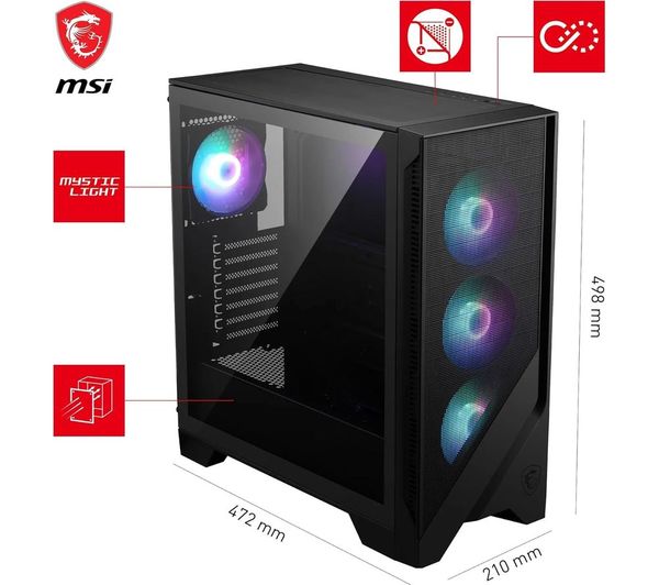MSI MAG FORGE 320R AIRFLOW ATX Mid-Tower PC Case - Black - 124045 ...