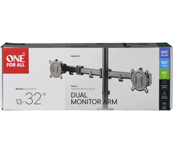 ONE FOR ALL Smart DM2210 Full Motion 13-32" Dual Arm Monitor Desk Mount ...