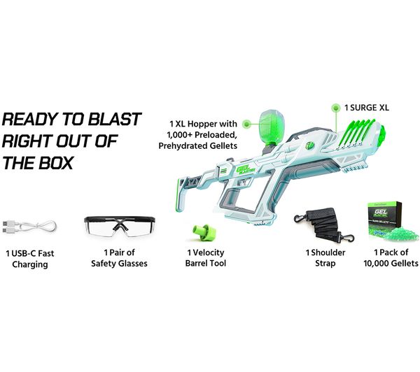 GEL BLASTER Surge XL Day 'N' Nite - White & Green - 235-GBDN1109-5L ...