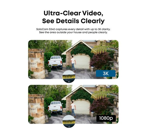 EUFY SoloCam S340 3K WiFi Security Camera with Solar Panel - 8 GB ...