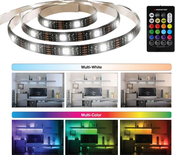 MONSTER Basics RGB LED Light Strip - 2 m / 6.5 ft - 66-MLB7-1027-WW ...